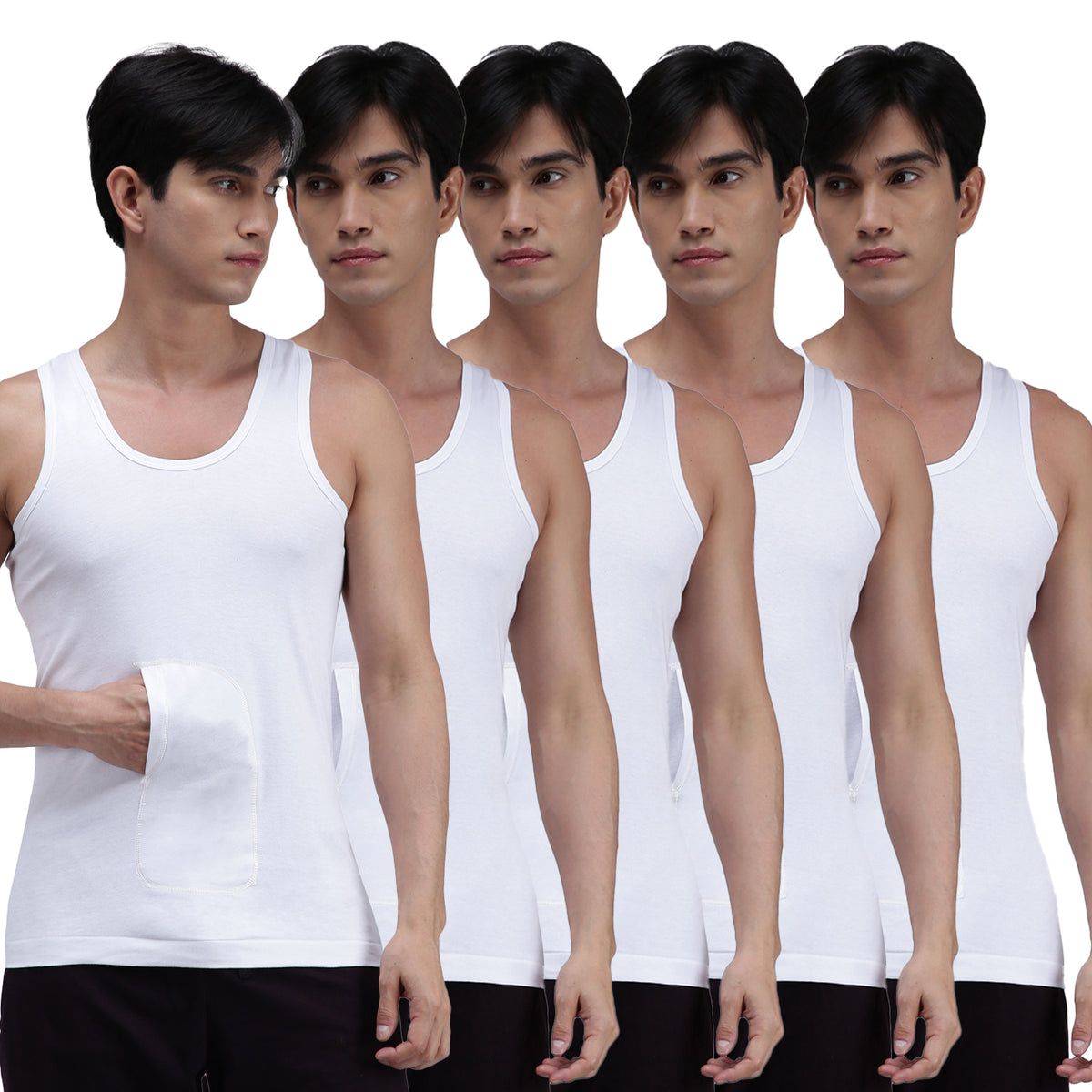 Buy Now Amul Comfy Men's Cotton U Neck Vest Pack of 5